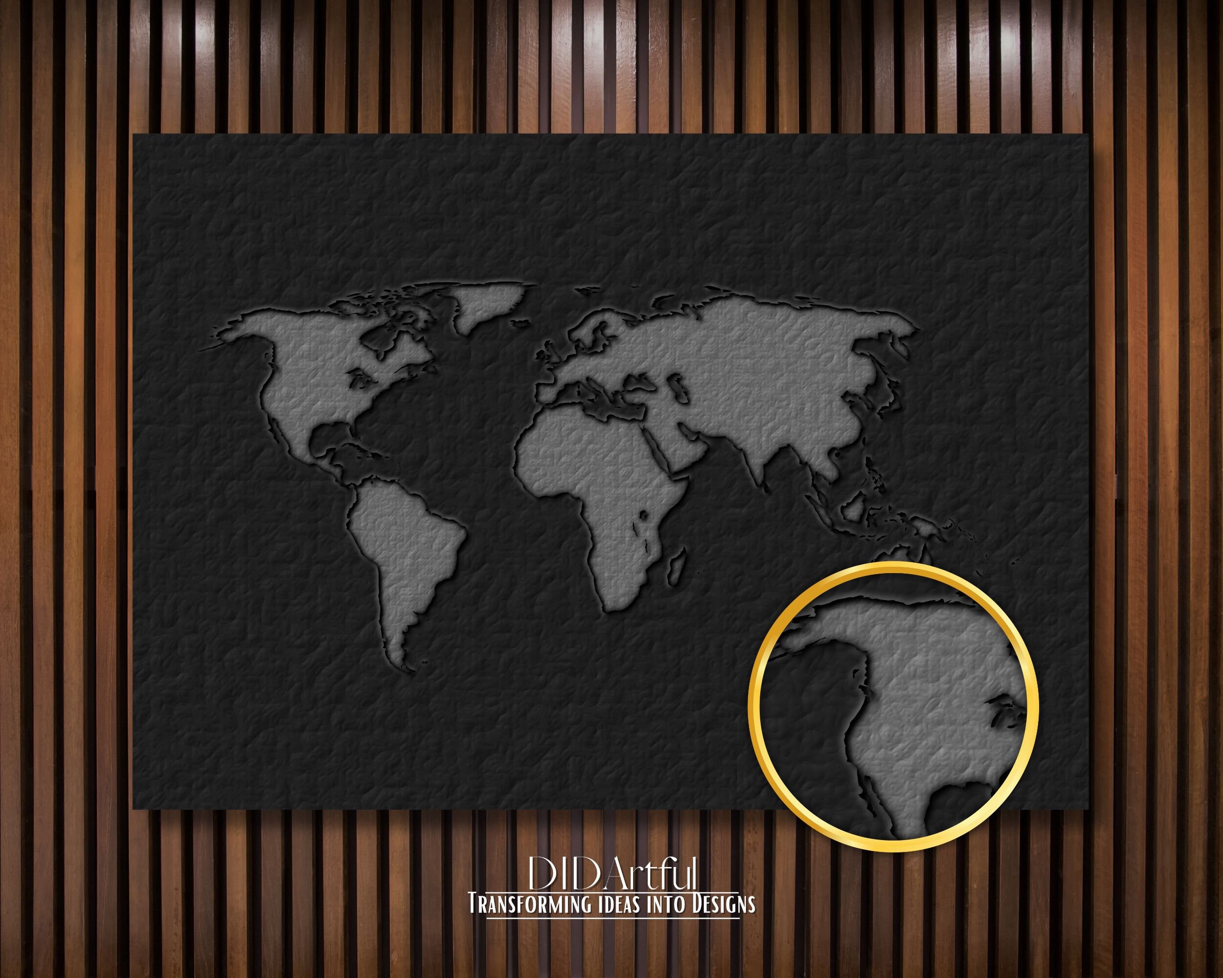 World Map Poster Digital Print World Map Detailed Textured - Etsy