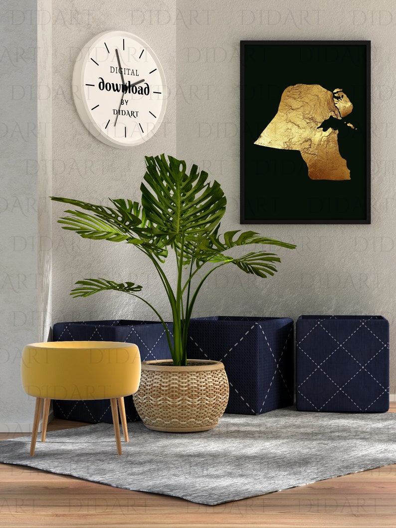 Kuwait Map, Kuwait Country Map, Golden Art Print Illustration, Kuwait ...