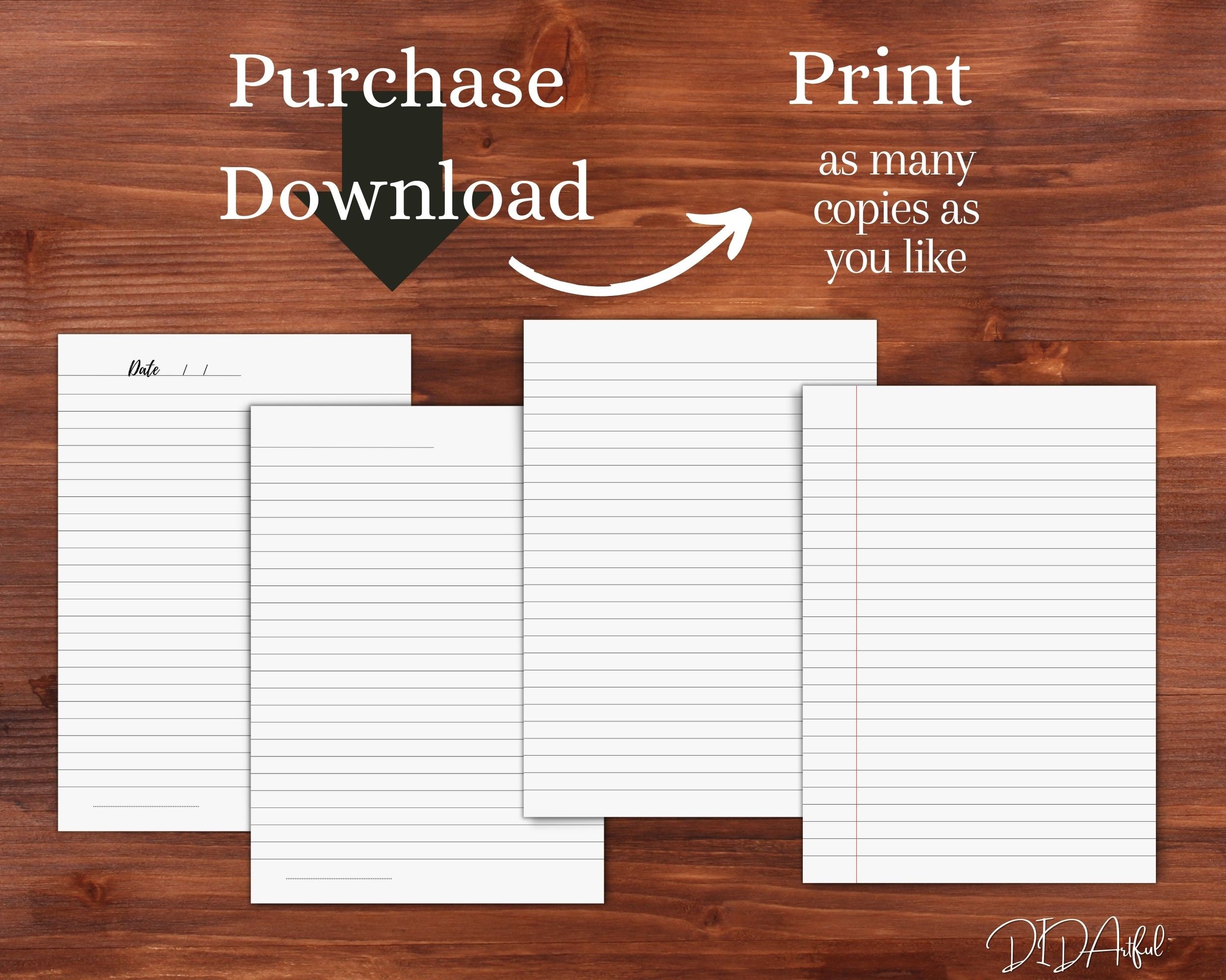 Printable Lined Paper Sheets Instant Download Writing Paper - Etsy