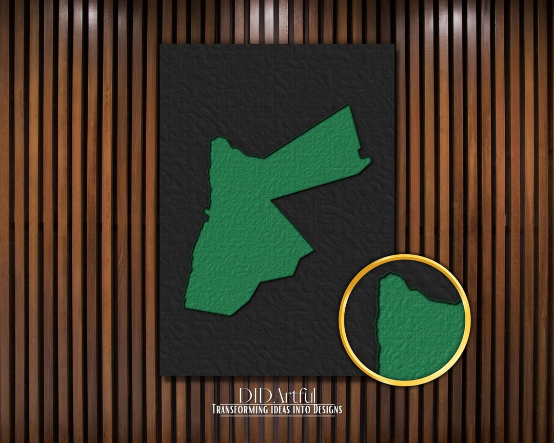 Jordan Map, Textured Art Print, Jordan Country Map, Jordan Green Wall ...