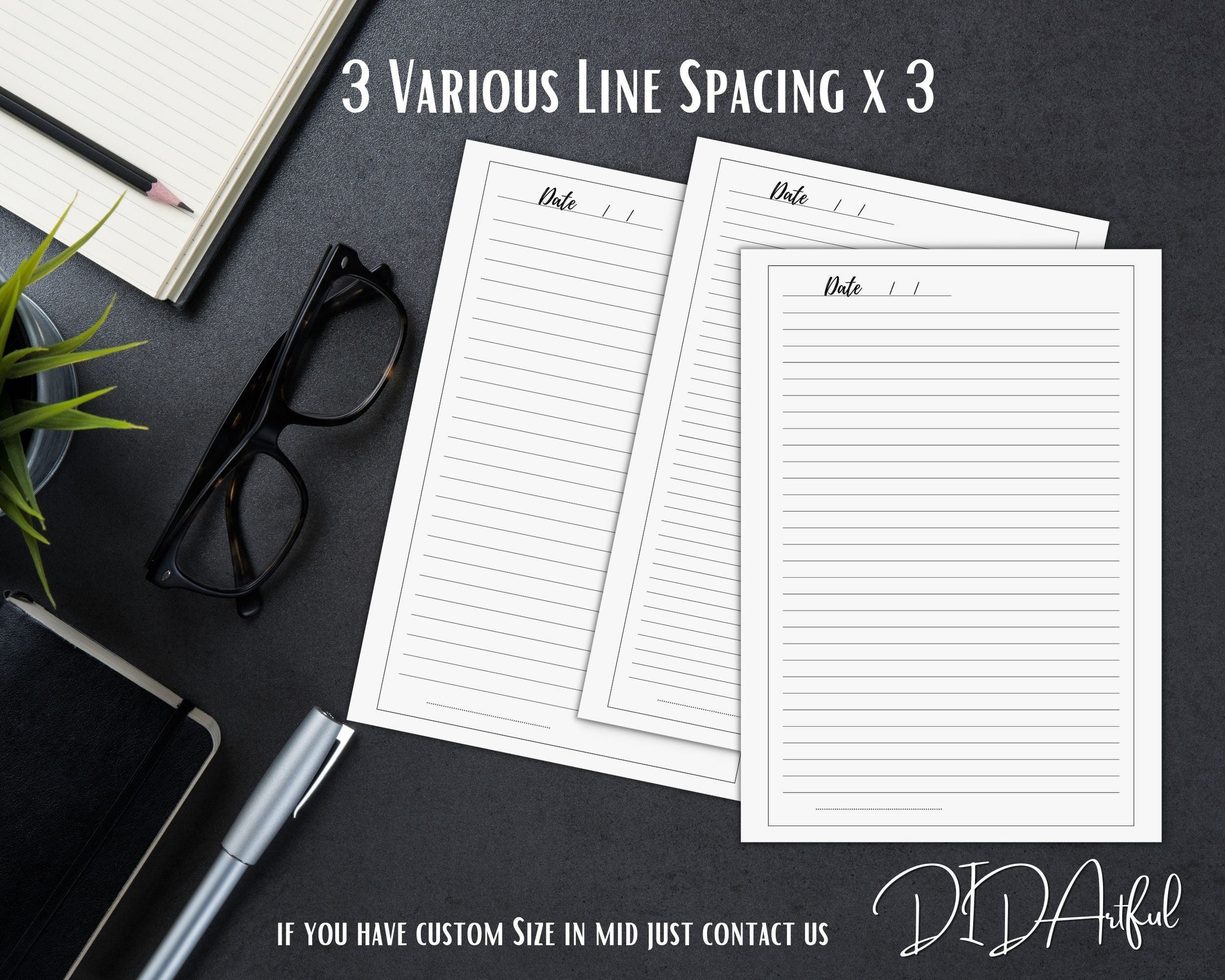 Hojas de papel rayadas imprimibles, Descarga instantánea, Papel de ...