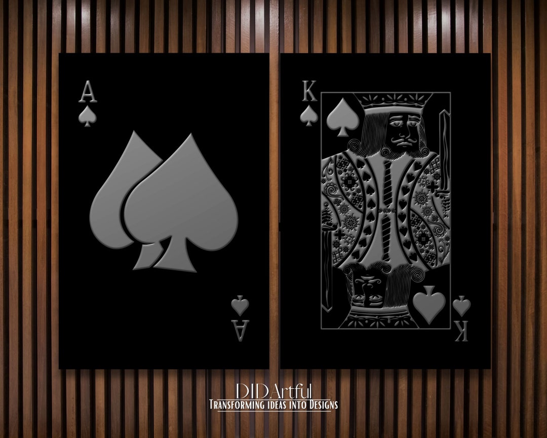 Regal Spades Duo: King and Ace Playing Cards Wall Art Set, King of ...