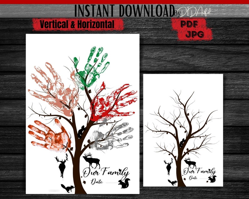 Family Tree Handprint Keepsake, Art Craft DIY Handprint for Kids, Baby ...