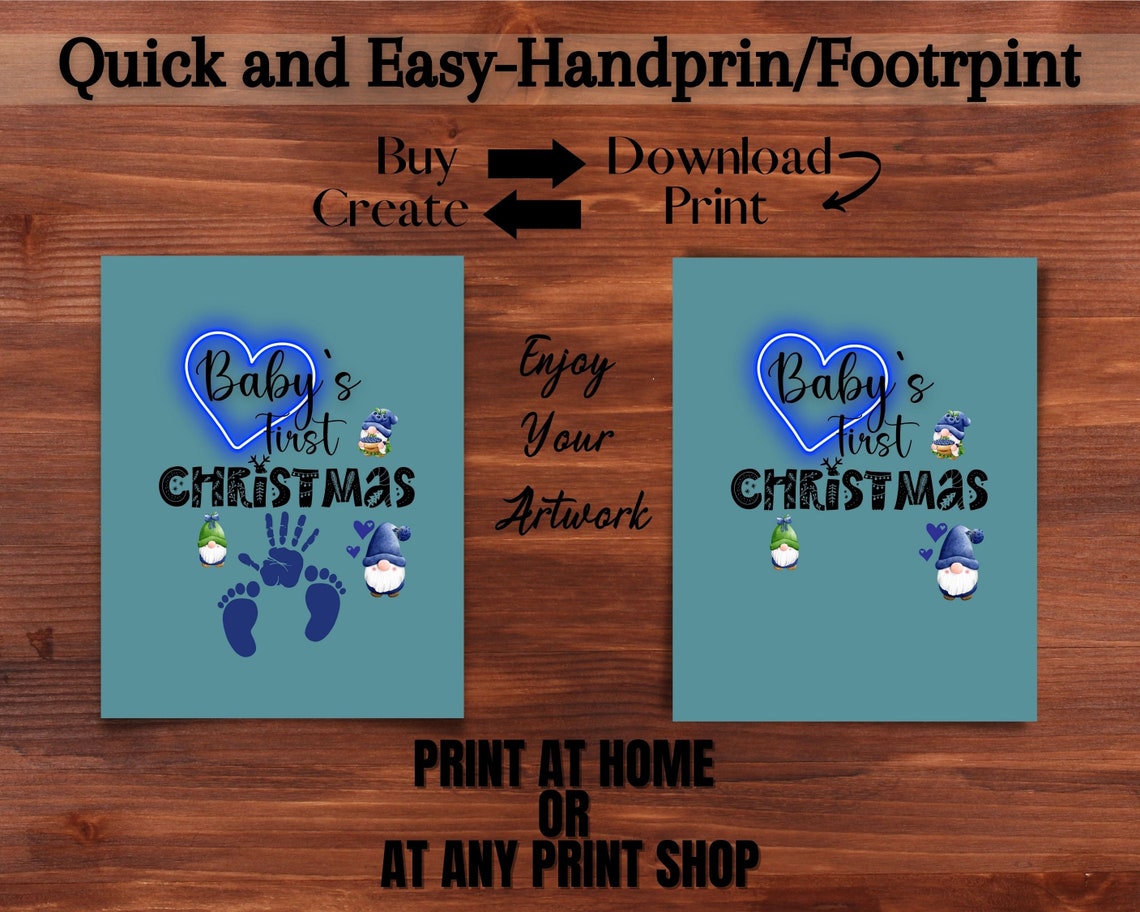 Baby's First Christmas Handprint Footprint Craft - Etsy