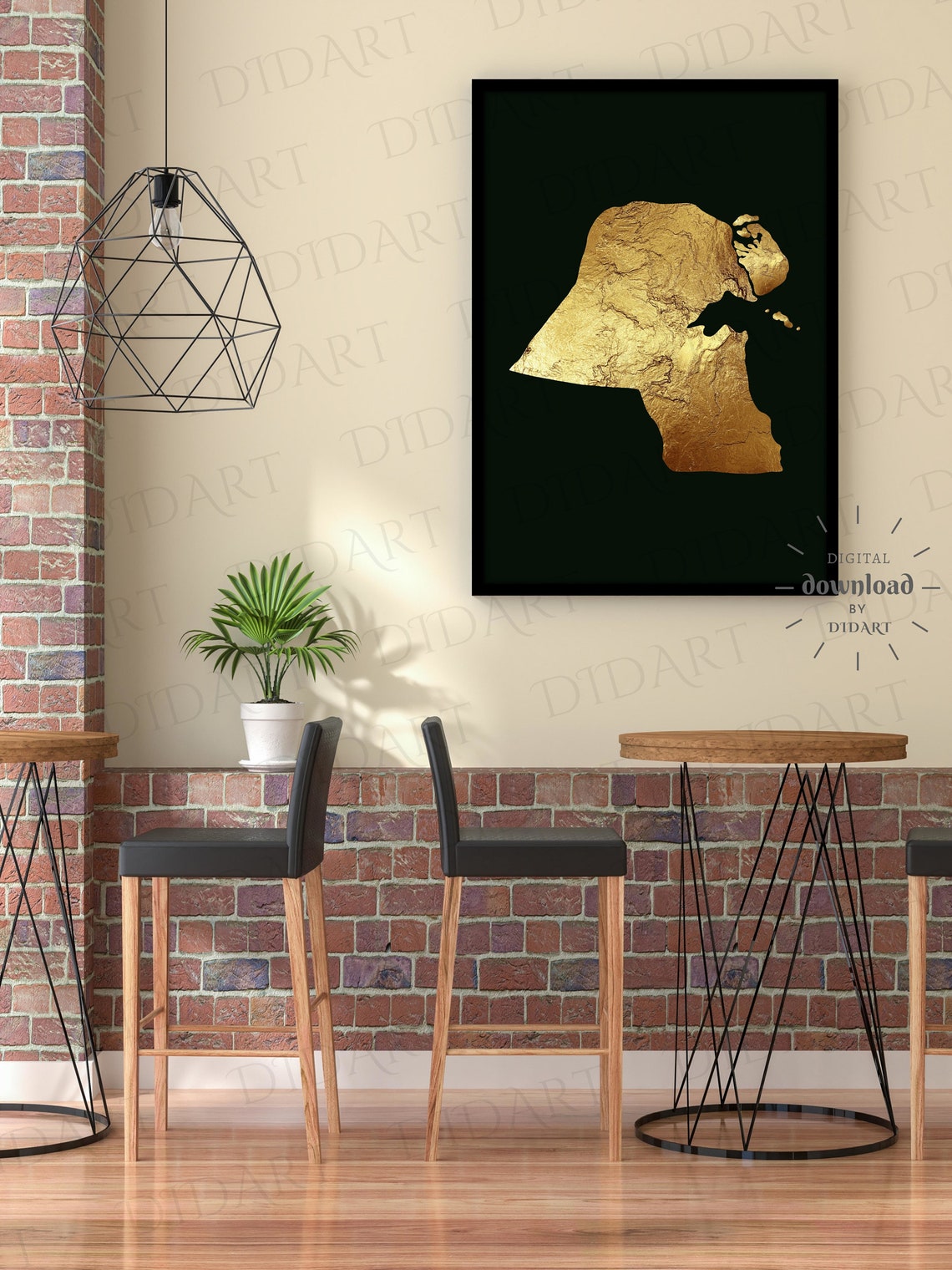 Kuwait Map, Kuwait Country Map, Golden Art Print Illustration, Kuwait ...