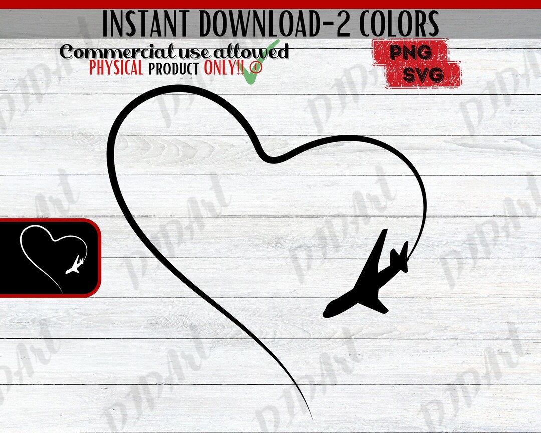 Airplane Heart Png Silhouette Travel Svg, Plane Lover, Heart Airplane ...