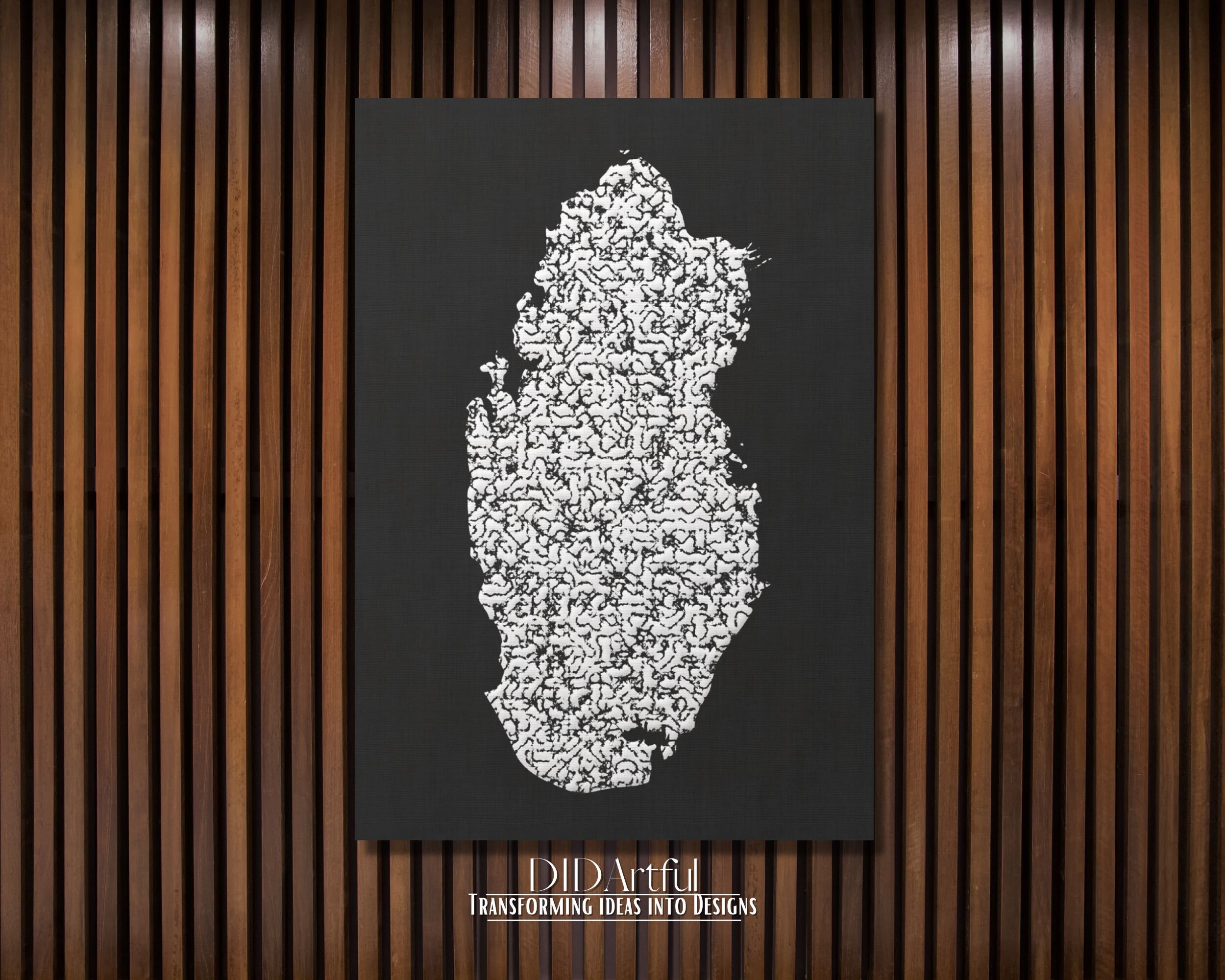 Qatar Textured Map, Qatar Country Map, Map Art Print Illustration ...