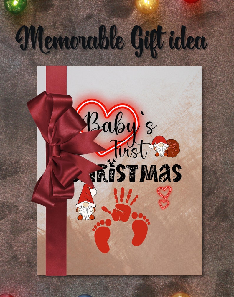 Baby's First Christmas Handprint Footprint Craft - Etsy