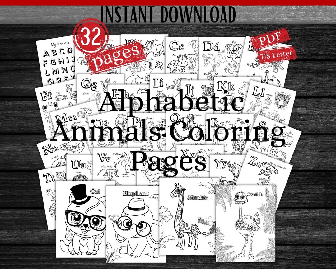 Alphabetic Animals Coloring Pages, A Fun and Educational Activity for ...