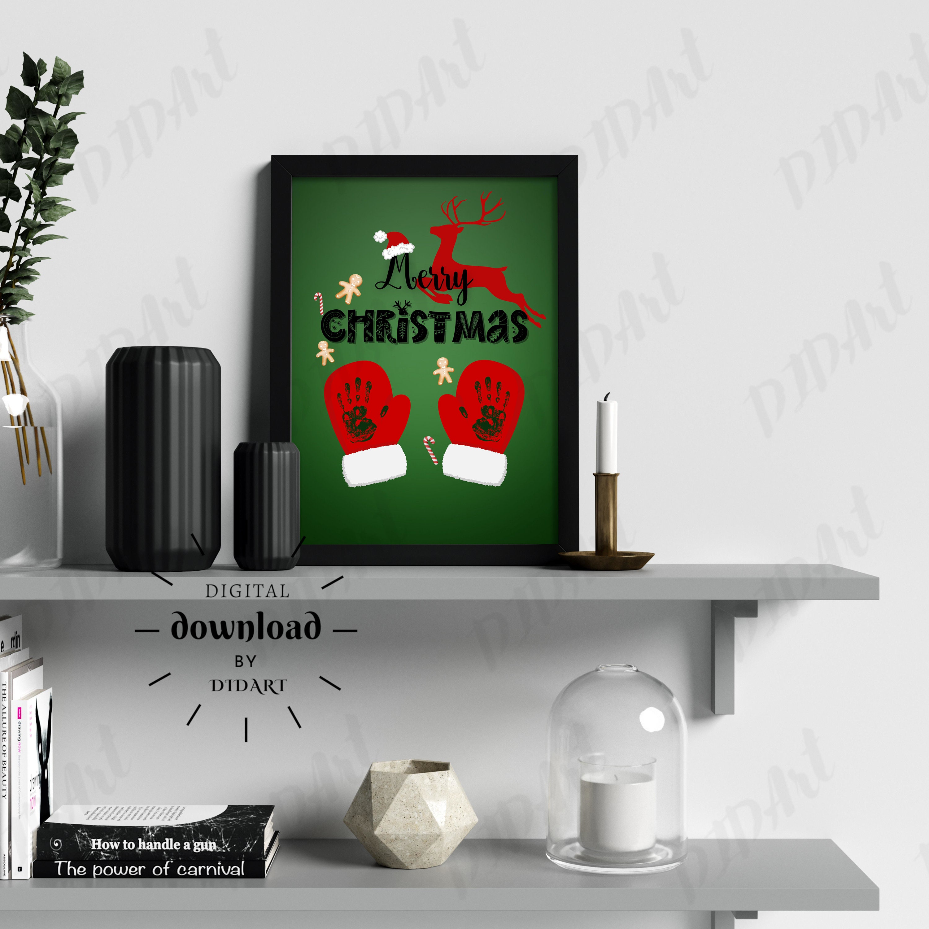 Merry Christmas Handprint Footprint Keepsake, Set of 2 Prints, Art ...