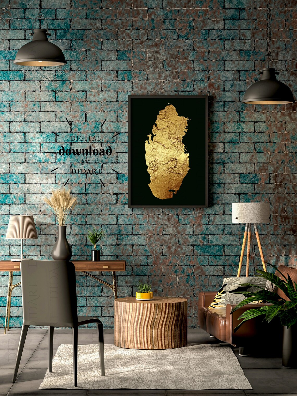 Qatar Map, Golden Art Print Illustration, Qatar Gold Wall Art, Home ...