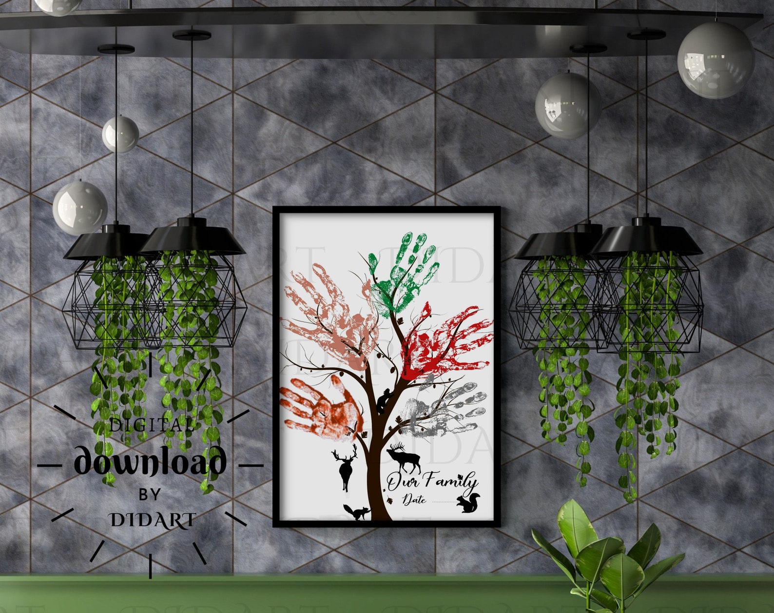 Family Tree Handprint Keepsake, Art Craft DIY Handprint for Kids, Baby ...