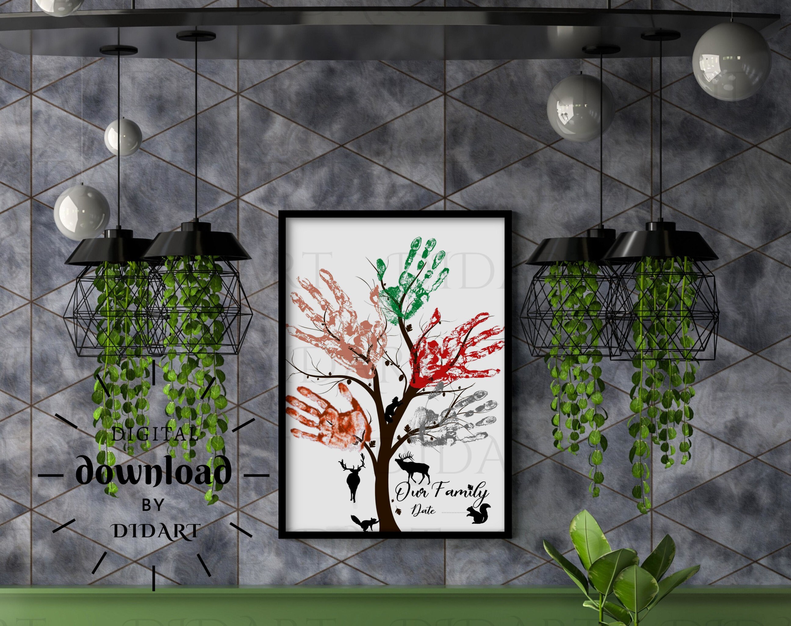 Family Tree Handprint Keepsake, Art Craft DIY Handprint for Kids, Baby ...