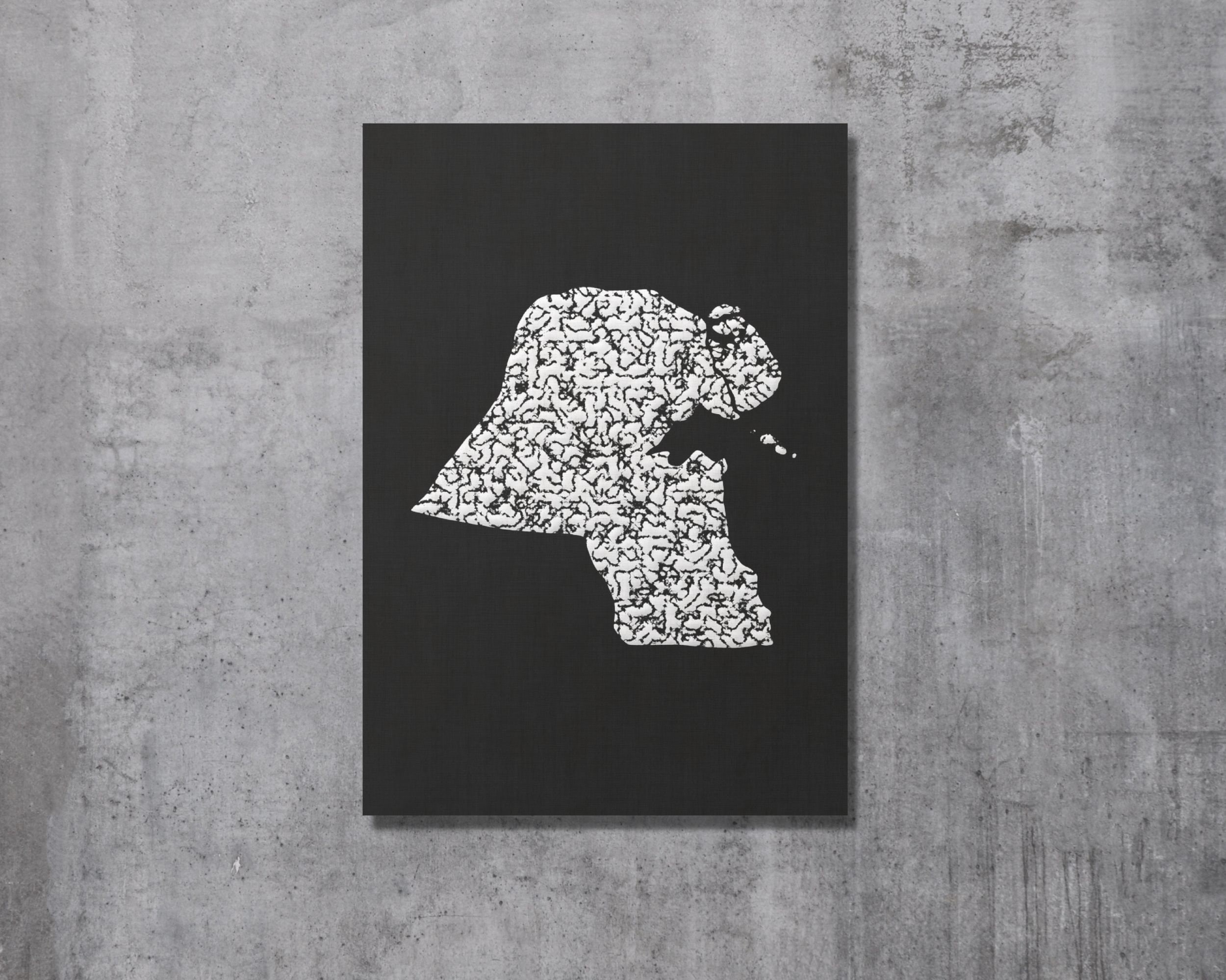 Kuwait Textured Map, Kuwait Country Map, Map Art Print Illustration ...