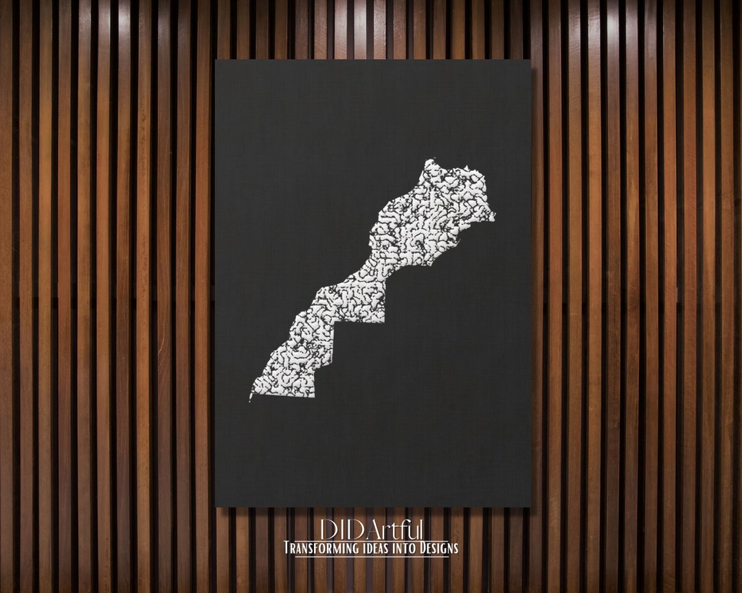 Morocco Map, Morocco Country Map, Morocco Art Print Illustration, Map ...