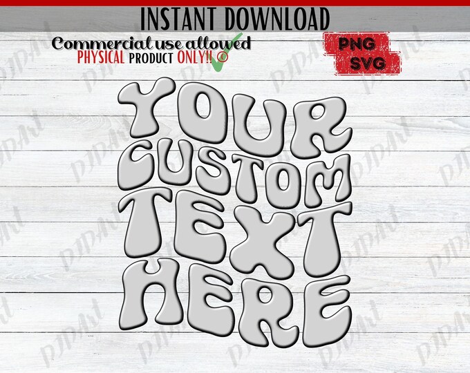 Custom WAVY FONT SVG Png, Custom Wavy Stacked Svg, Custom Wavy Text Svg ...