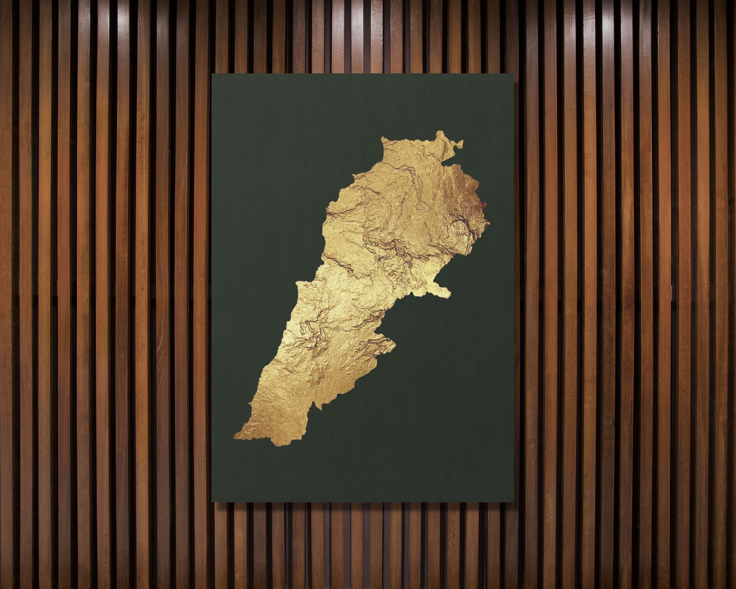 Lebanon Map, Lebanon Country Map, Golden Art Print Illustration ...
