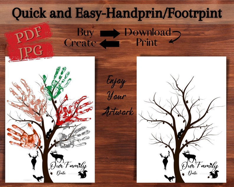 Family Tree Handprint Keepsake Art Craft DIY Handprint for - Etsy