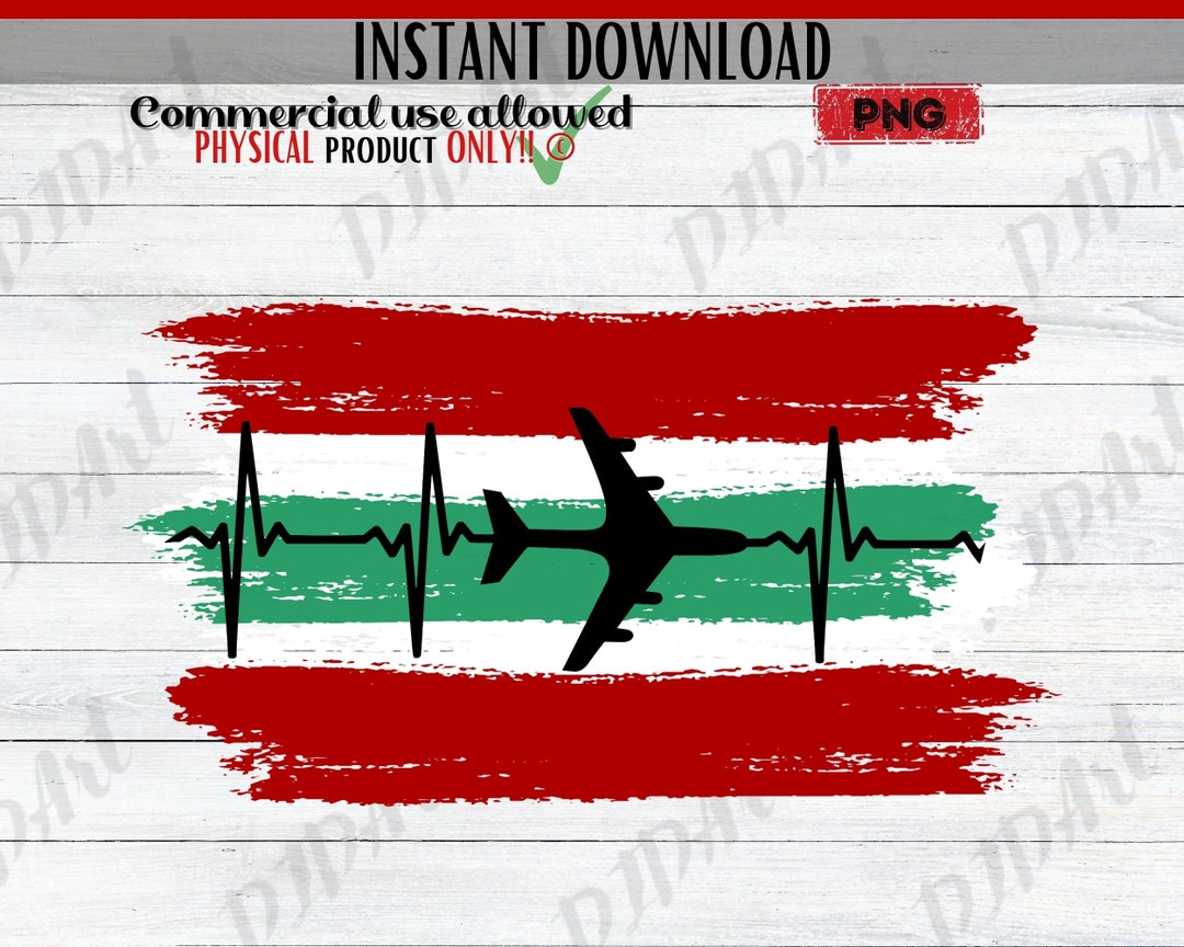 Heartbeat Airplane , Aviation Sublimation Design, Airplane Lover ...