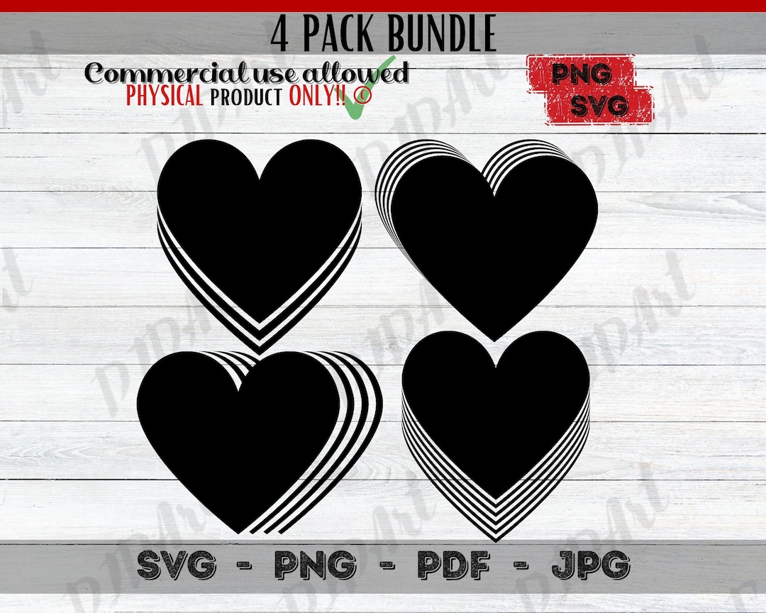 Heart SVG Bundle, 3D Heart Shape Svg Png Pdf Jpg, Valentine Heart ...
