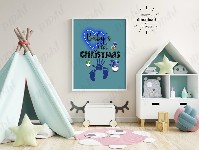 Baby's First Christmas Handprint Footprint Craft Printable, My First ...