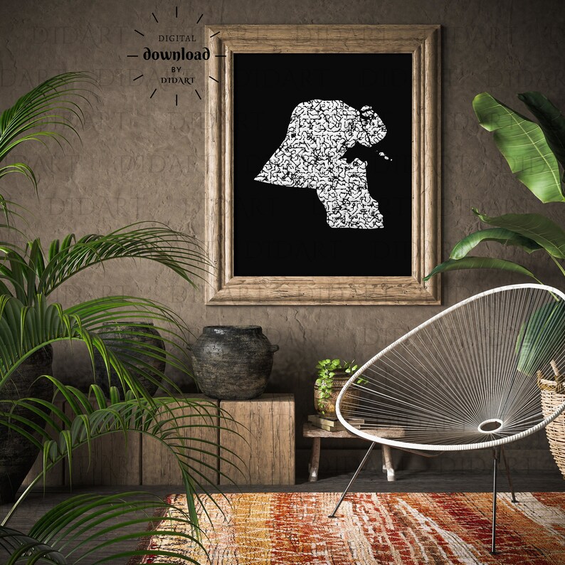 Kuwait Textured Map, Kuwait Country Map, Map Art Print Illustration ...