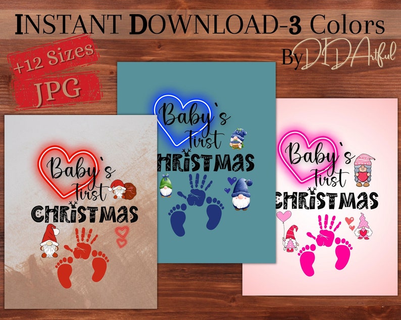Baby's First Christmas Handprint Footprint Craft - Etsy