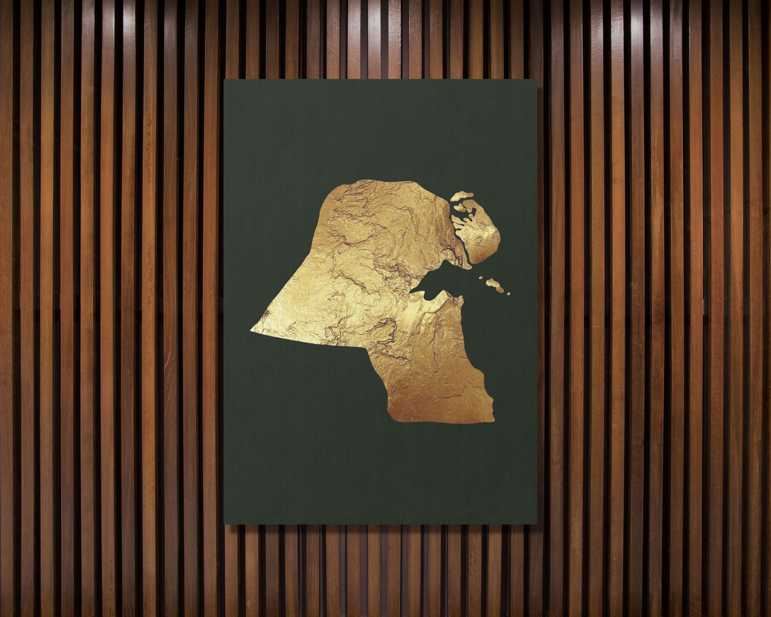 Kuwait Map, Kuwait Country Map, Golden Art Print Illustration, Kuwait ...