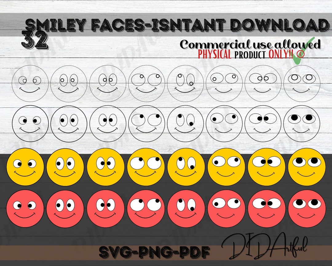 Smiley Face SVG Bundle, Spread Joy With These Funny Smileys, Trendy ...