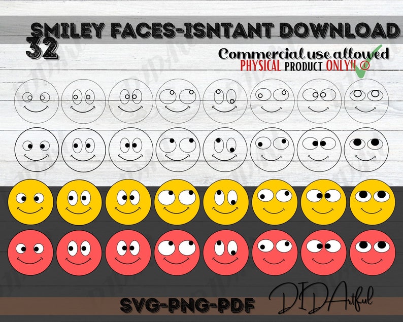 Smiley Face SVG Bundle, Spread Joy With These Funny Smileys, Trendy ...