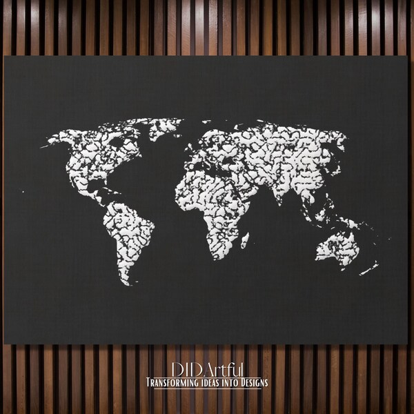 Textured World Map Poster - Etsy