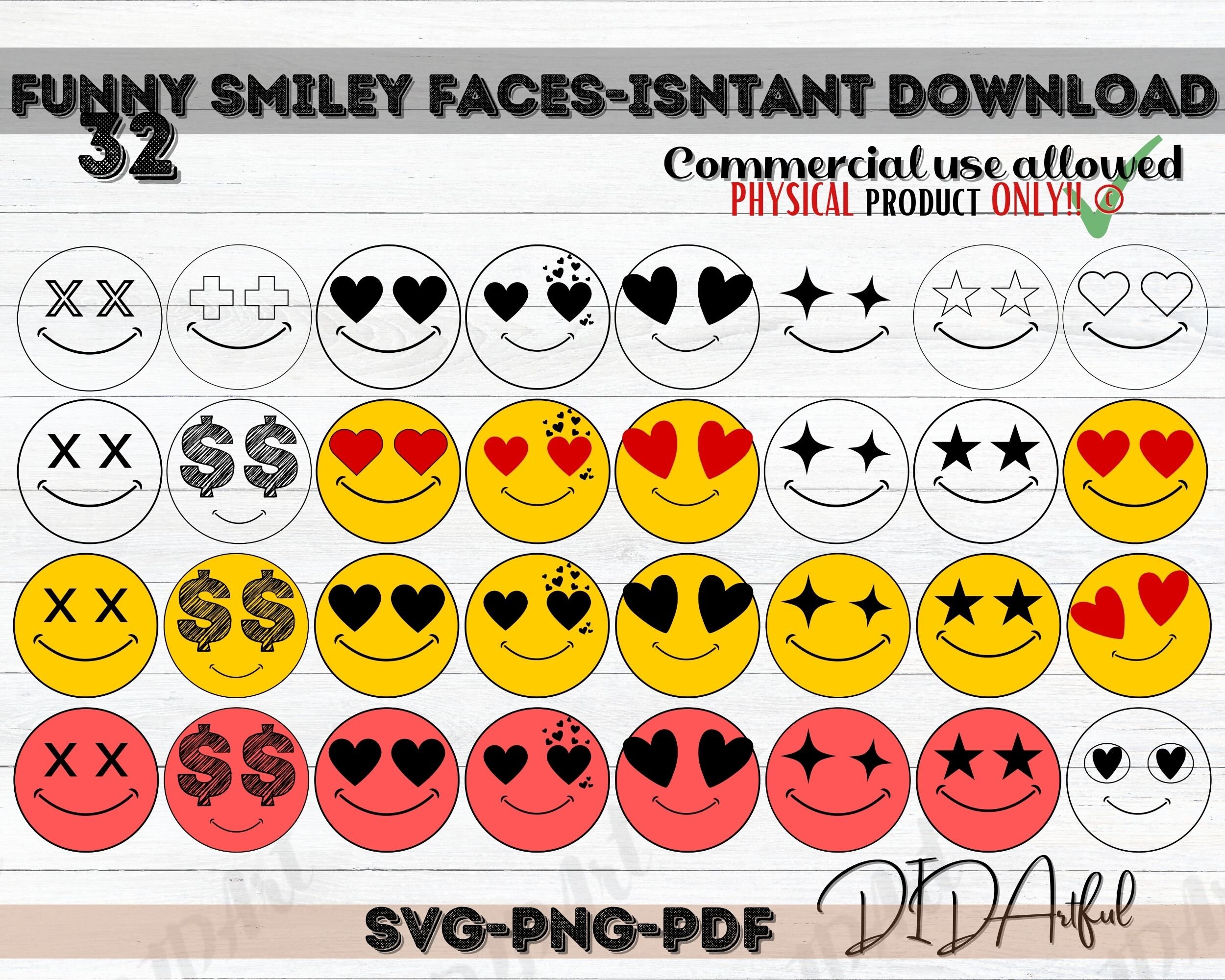 Smiley Face SVG Bundle, Spread Love With These Fun Smileys, Heart Eyes ...