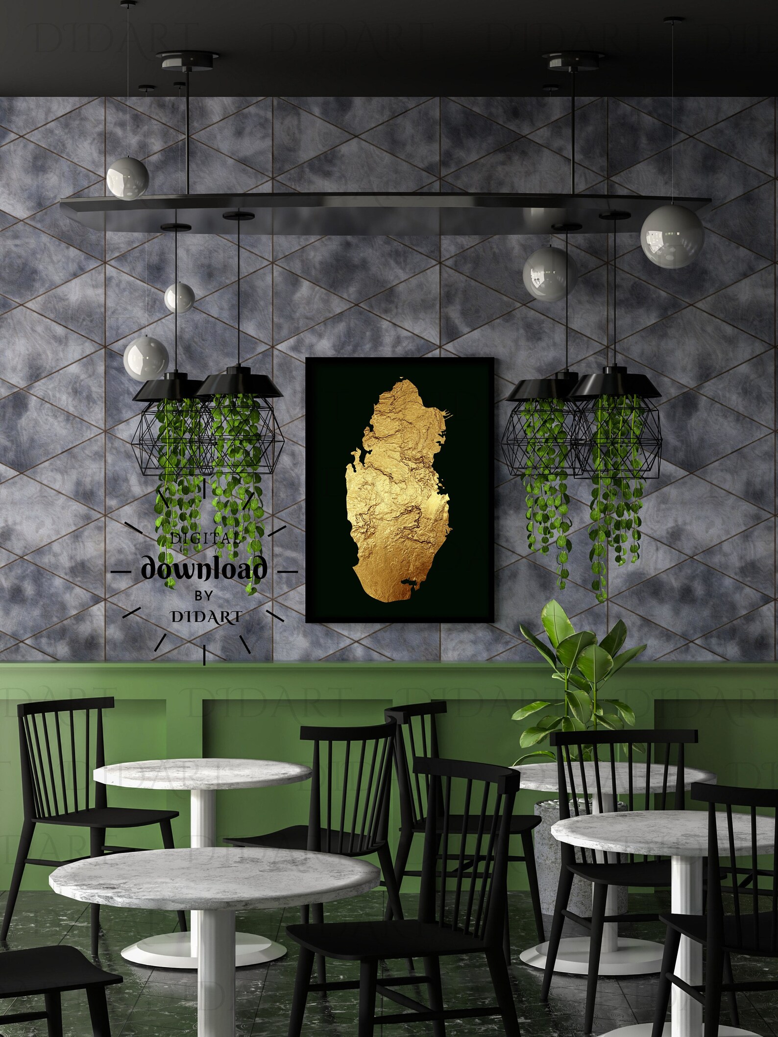 Qatar Map, Golden Art Print Illustration, Qatar Gold Wall Art, Home ...