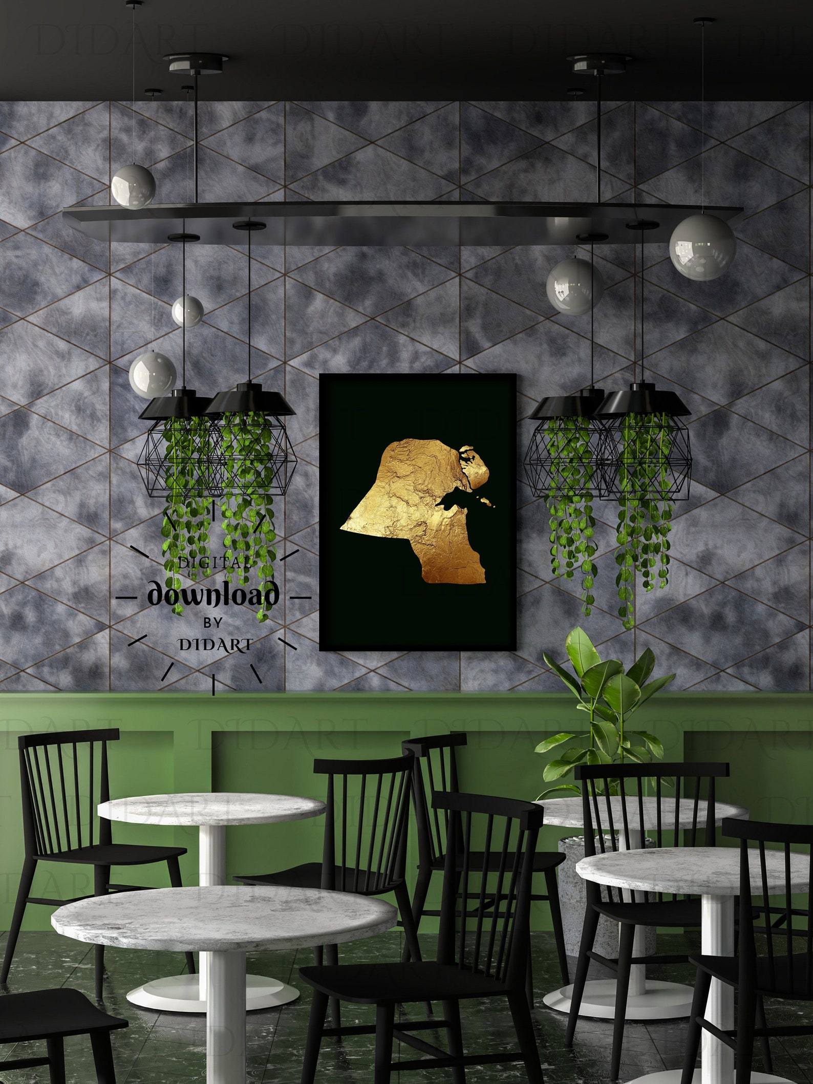 Kuwait Map, Kuwait Country Map, Golden Art Print Illustration, Kuwait ...