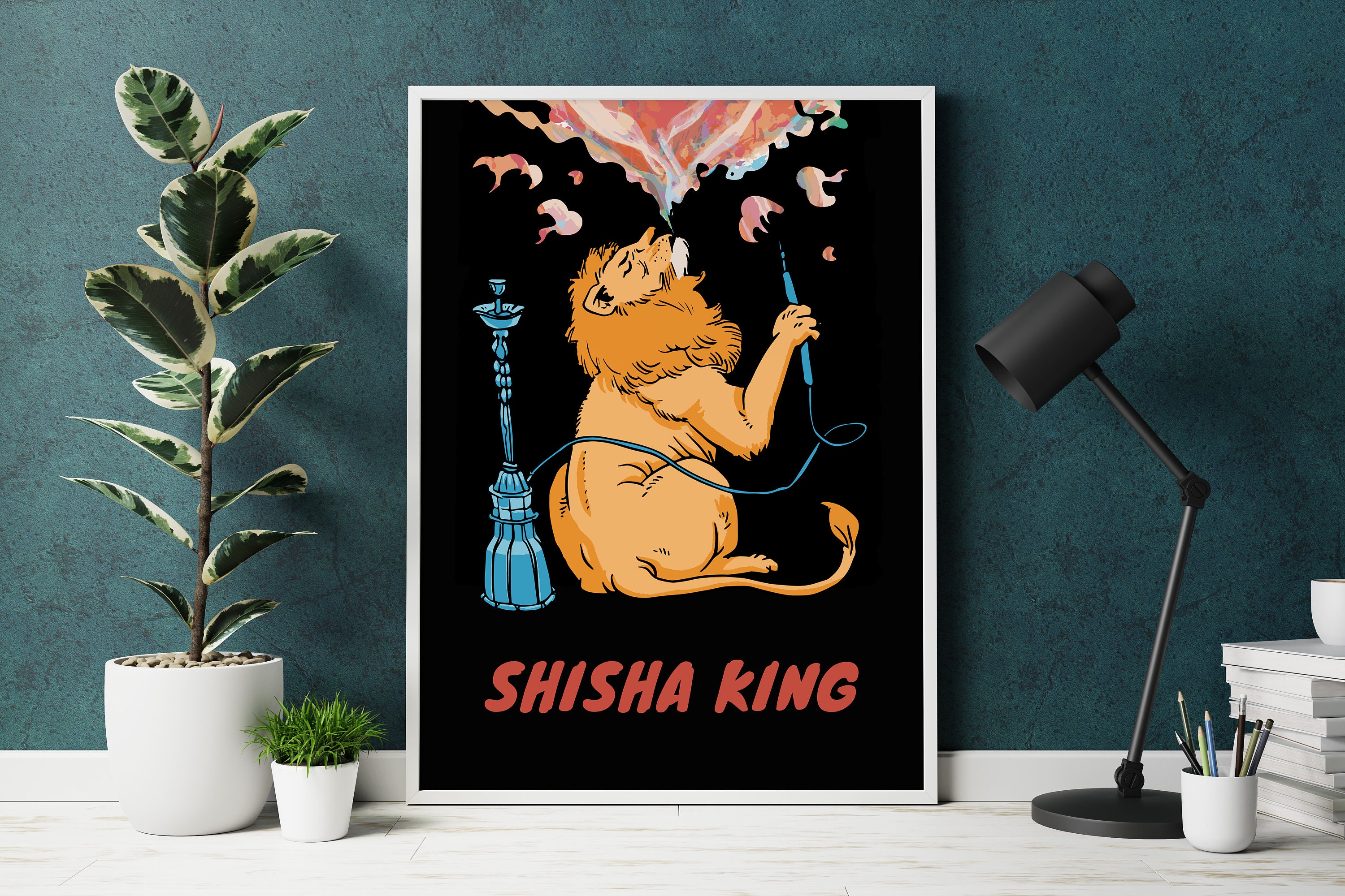 Shisha King Lion Poster / Semi-matt Hookah Lounge Mural for Home, Your ...