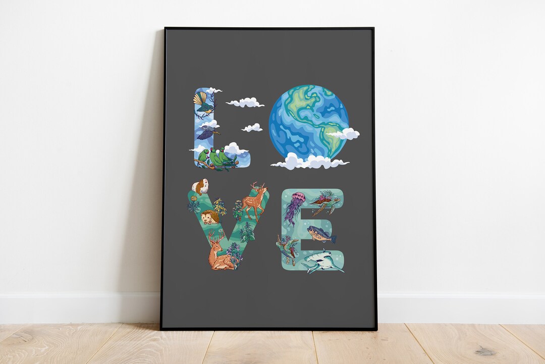 Earth Love Poster Print / Semi-matt Sustainability Mural as a ...