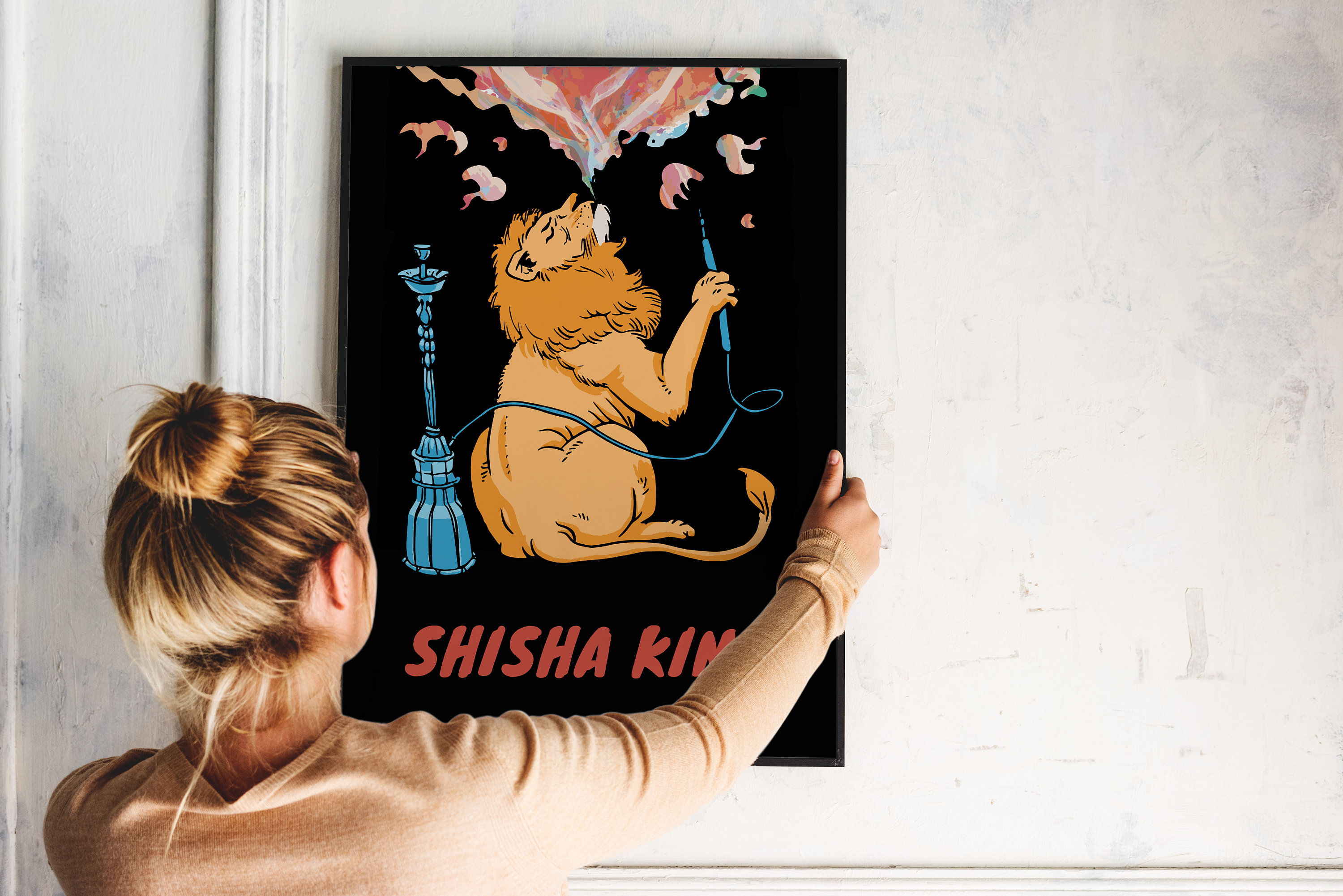 Shisha King Lion Poster / Semi-matt Hookah Lounge Mural for Home, Your ...