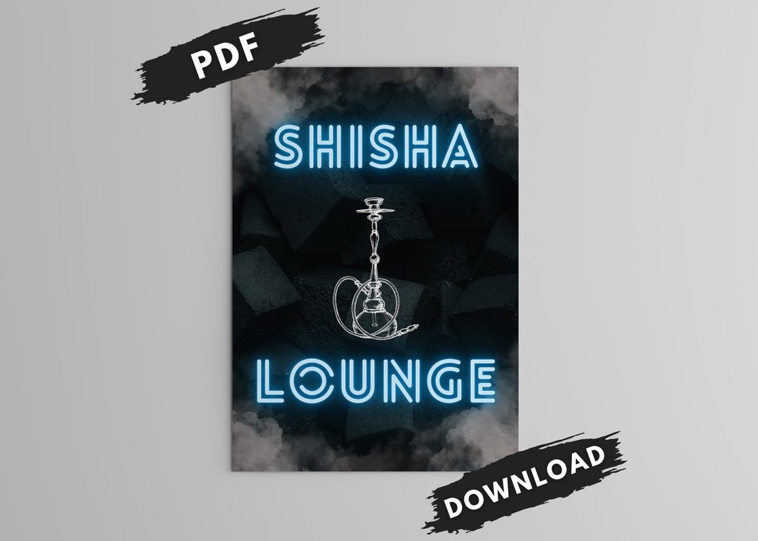 Shisha Lounge Poster / Hookah Smoke Water Pipes Vape Mural Decoration ...