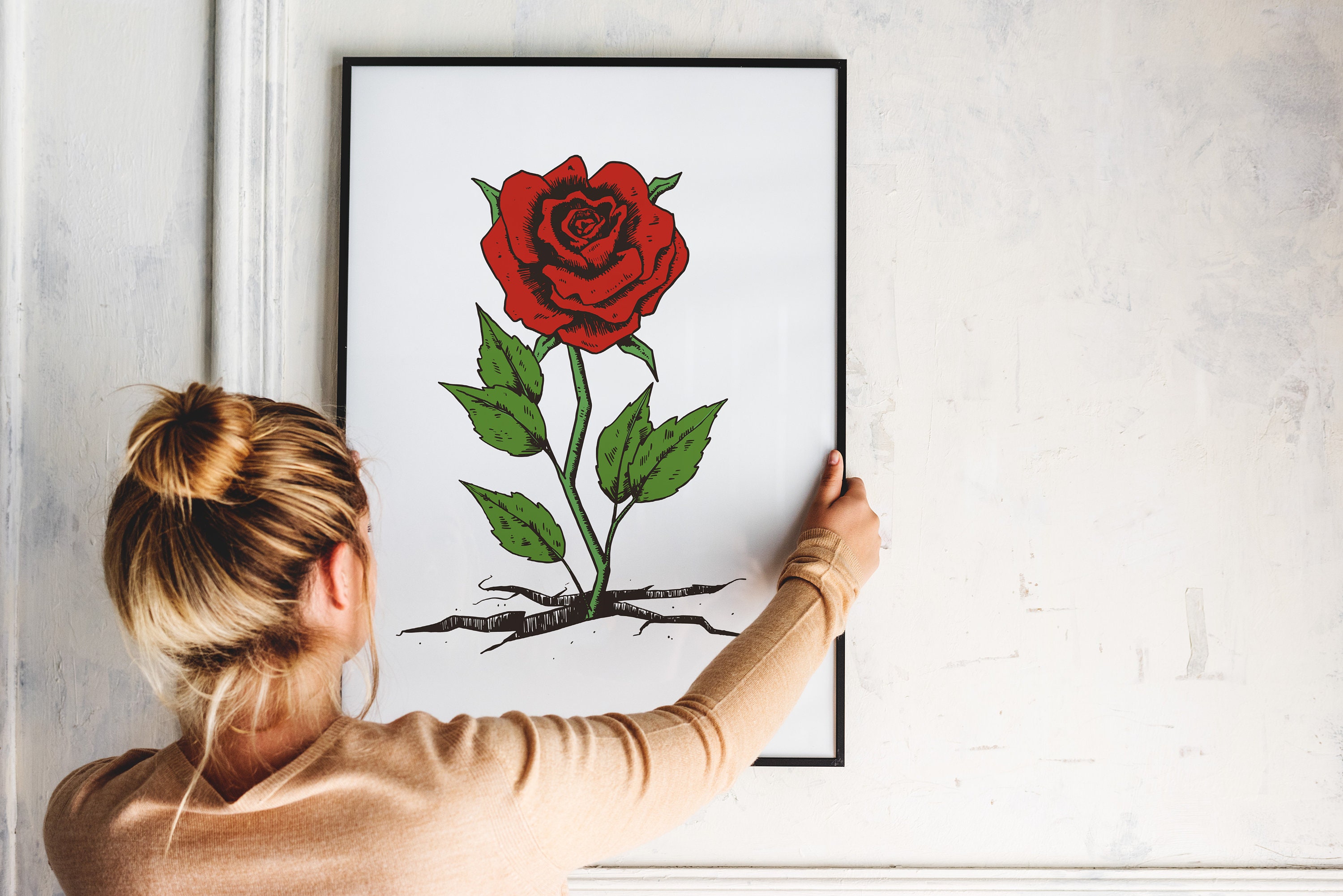 Red Rose Poster / Flower Mural as a Plant Decoration for Your Home or ...