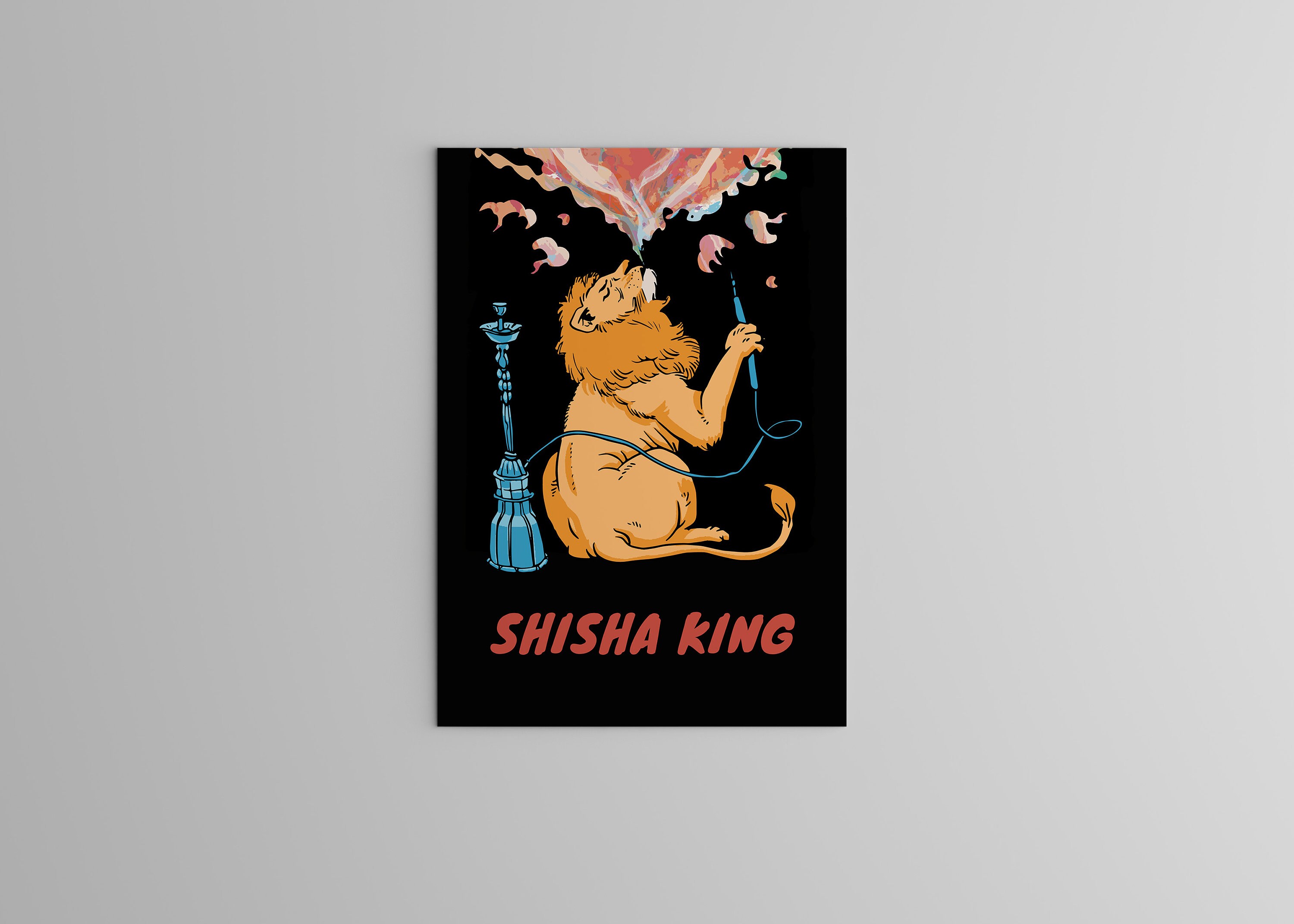 Shisha King Lion Poster / Semi-matt Hookah Lounge Mural for Home, Your ...