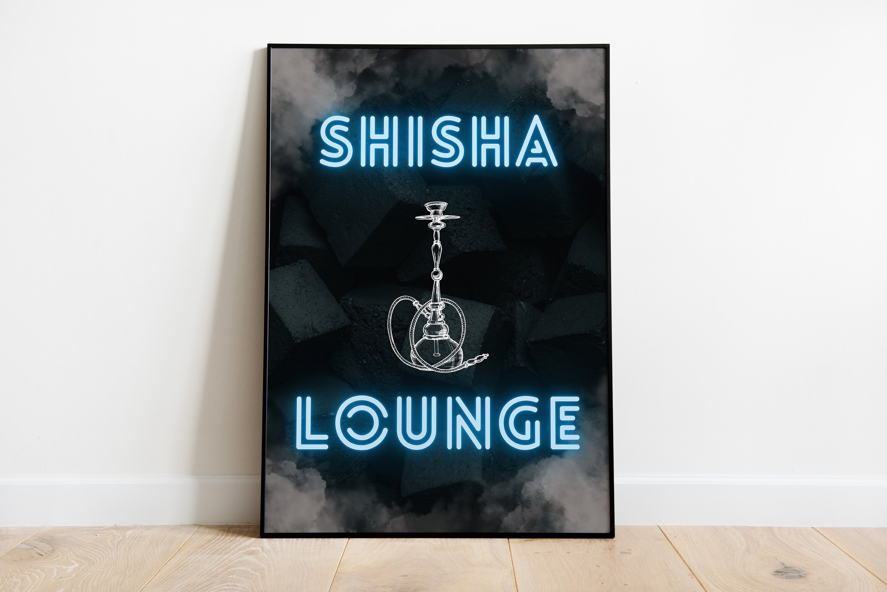 Shisha Lounge Poster / Hookah Smoke Water Pipes Vape Mural Decoration ...