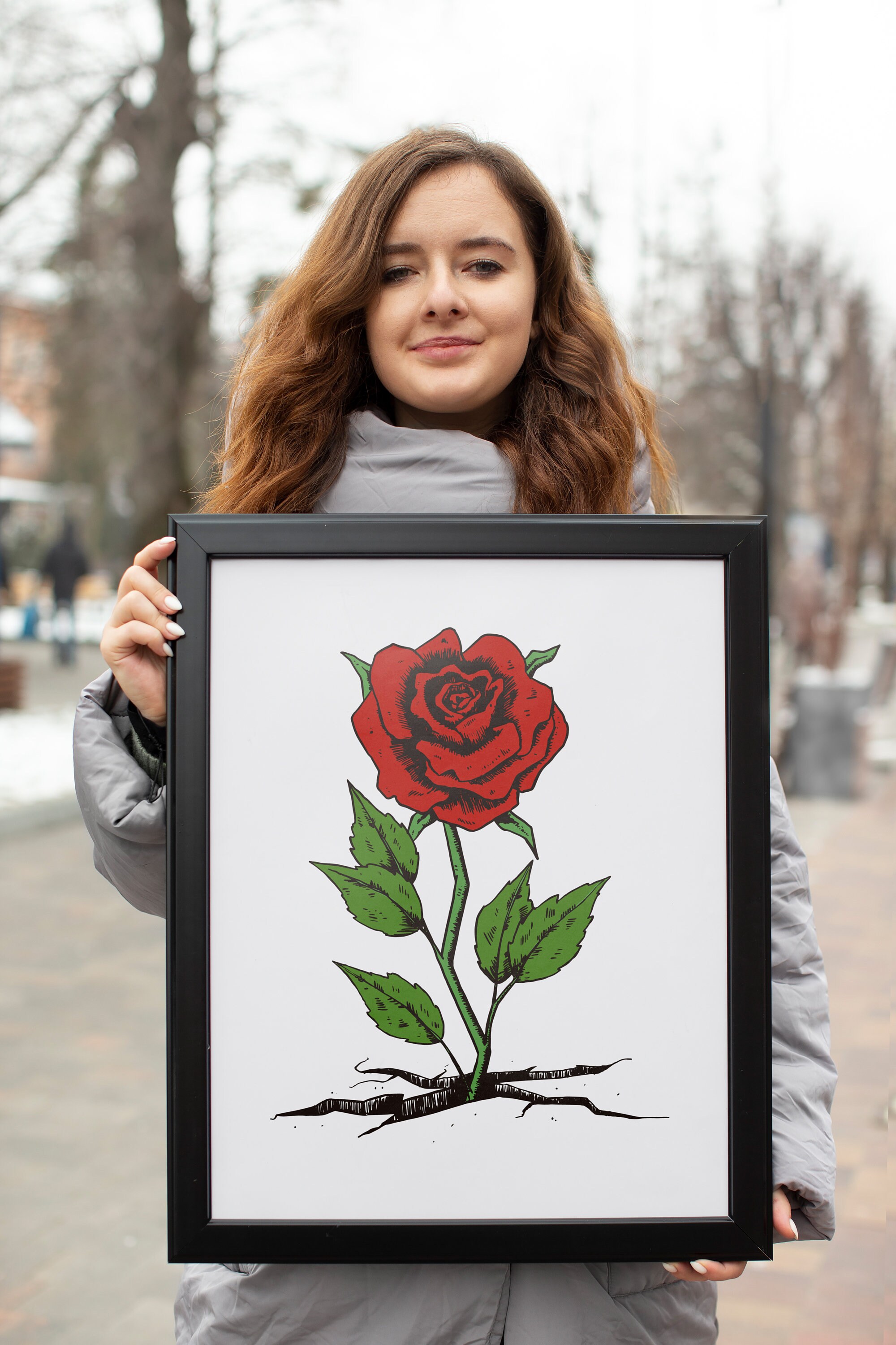 Red Rose Poster / Flower Mural as a Plant Decoration for Your Home or ...