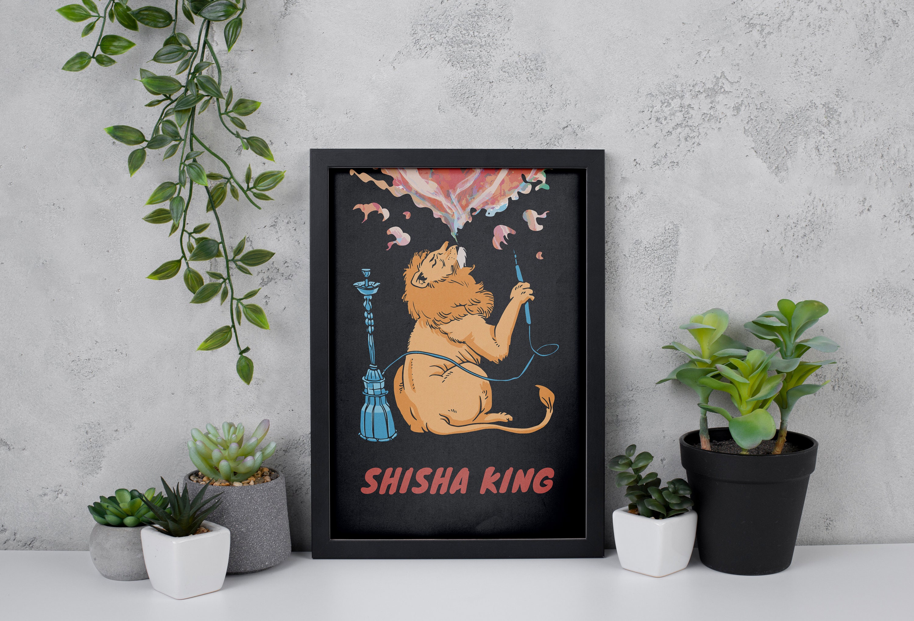 Shisha King Lion Poster / Semi-matt Hookah Lounge Mural for Home, Your ...