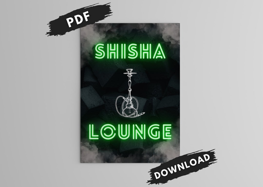 Shisha Lounge Poster / Hookah Smoke Water Pipes Vape Mural Decoration ...
