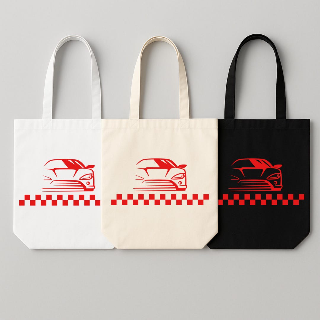 Vinyl Print Race Car Canvas Tote Bag - Etsy