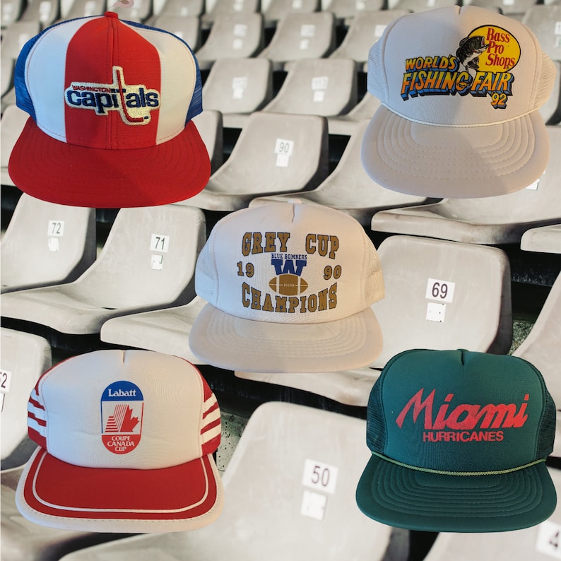Vintage 80s/90s Deadstock Sports Trucker Hats**miami Hurricanes,bass ...