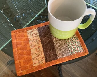 Pumpkin Fall Autumn Harvest Quilted Mug Rug Quiltsy Handmade - Etsy