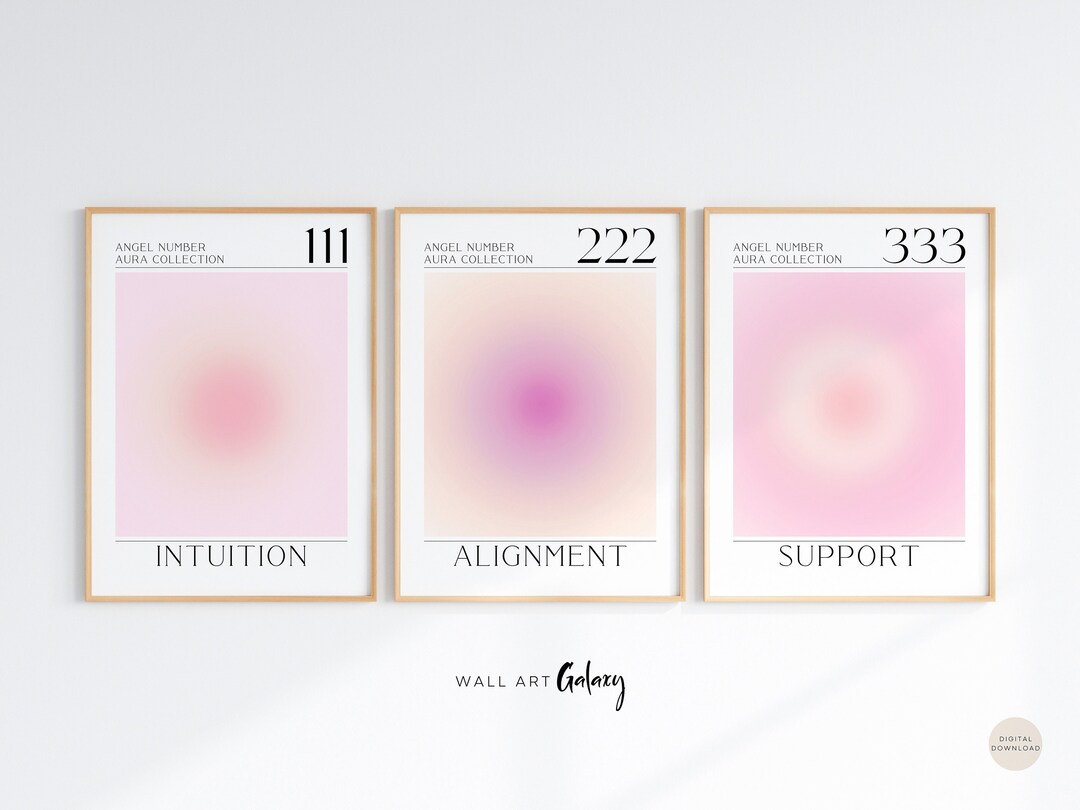 Angel Number Poster Set, Trendy Gradient Spiritual Wall Art, Aura ...