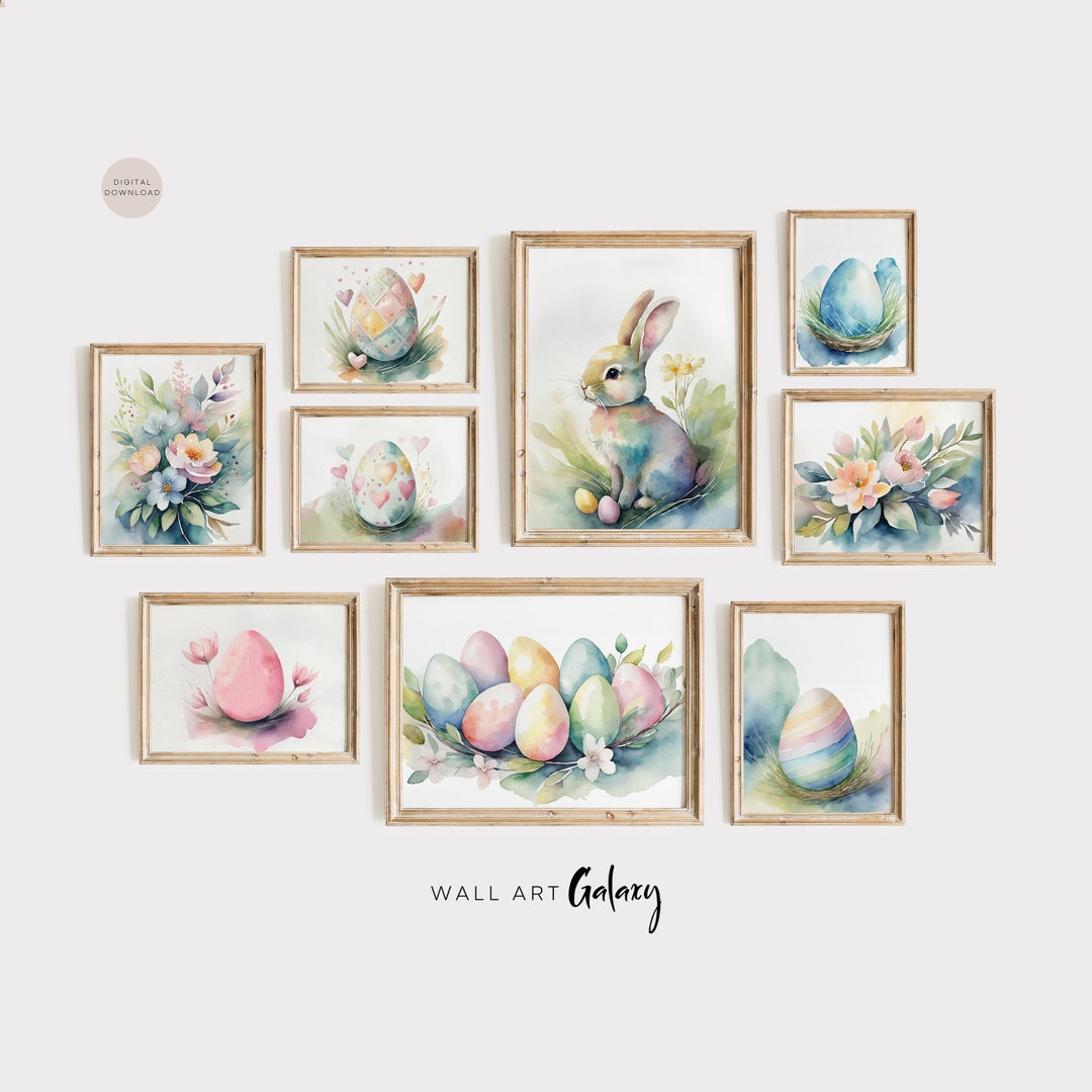Easter Wall Art PRINTABLE Gallery Wall Set Colorful Easter Art , Easter ...