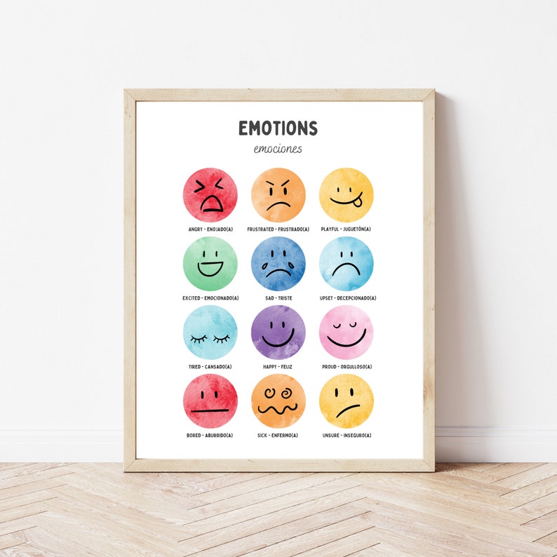 Emotions Poster in Spanish, Calm Corner Poster Bilingual English and ...